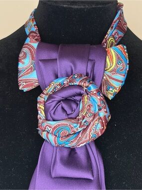 Accessories | 3 In 1 Purple Satin Bow Tie With Paisley Silk Accent And ...